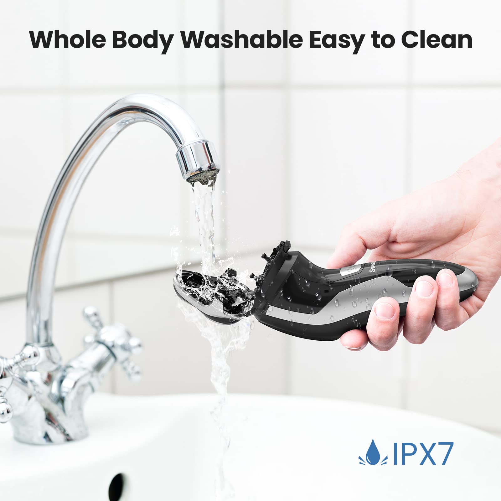 SweetLF Electric Razor for Men IPX7 Waterproof Wet & Dry Use Rechargeable Battery Rotary Shavers(Quiet, Charge Time: 1 Hour, Use Time 120 min),2 Years Warranty, Black