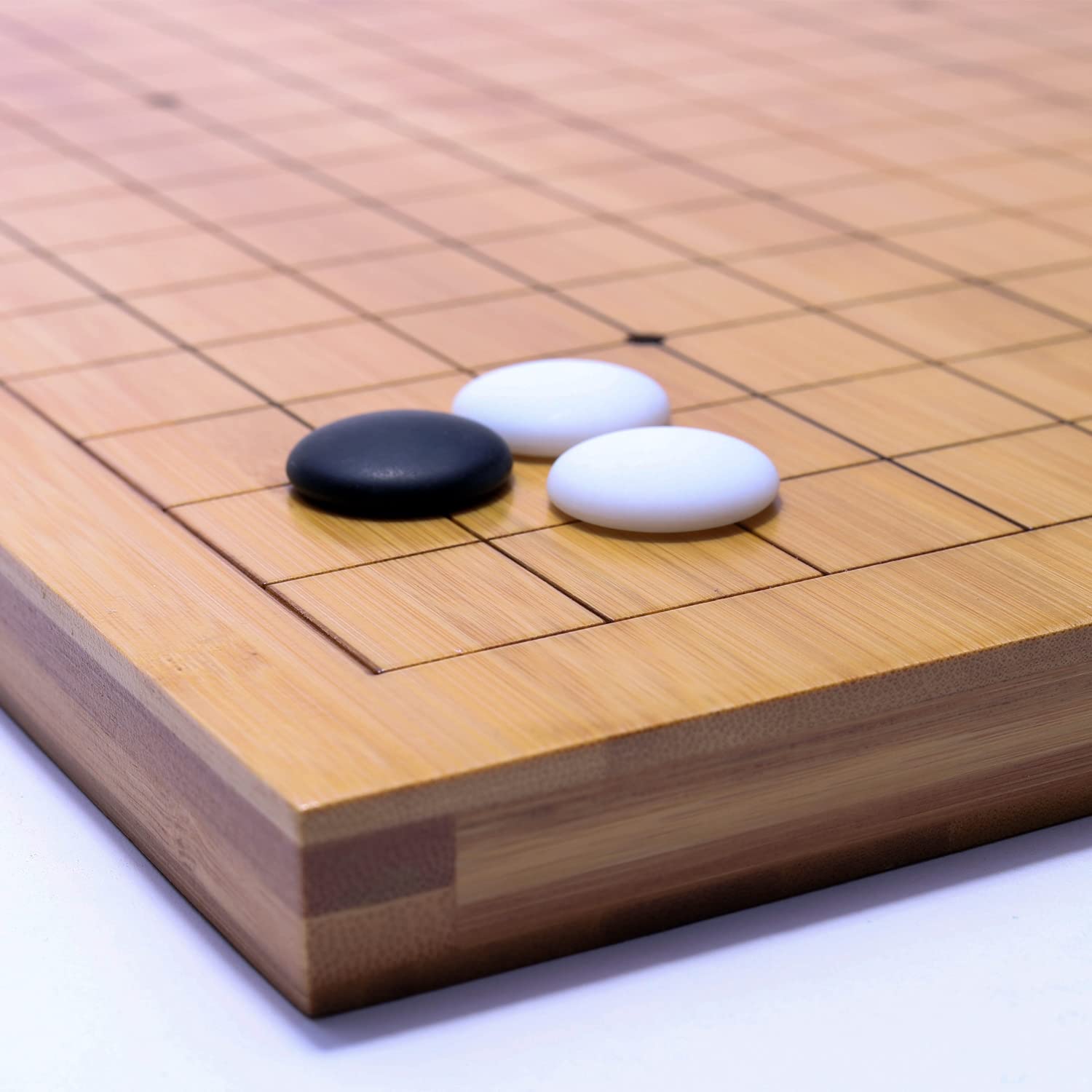 RNK Gaming Go Game Set with Reversible Bamboo 19 x 19/13 x 13 Etched Grid Board, Bamboo Bowls, & Single Convex Melamine Stones
