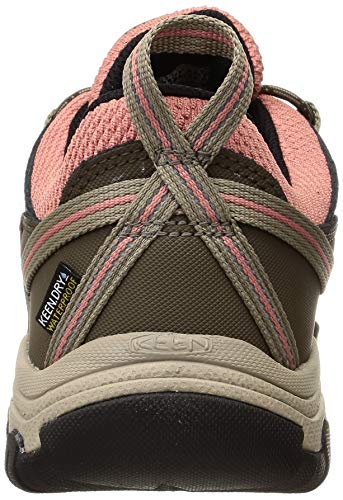 KEEN Women's Ridge Flex Low Height Waterproof Hiking Boots, Timberwolf/Brick Dust, 12