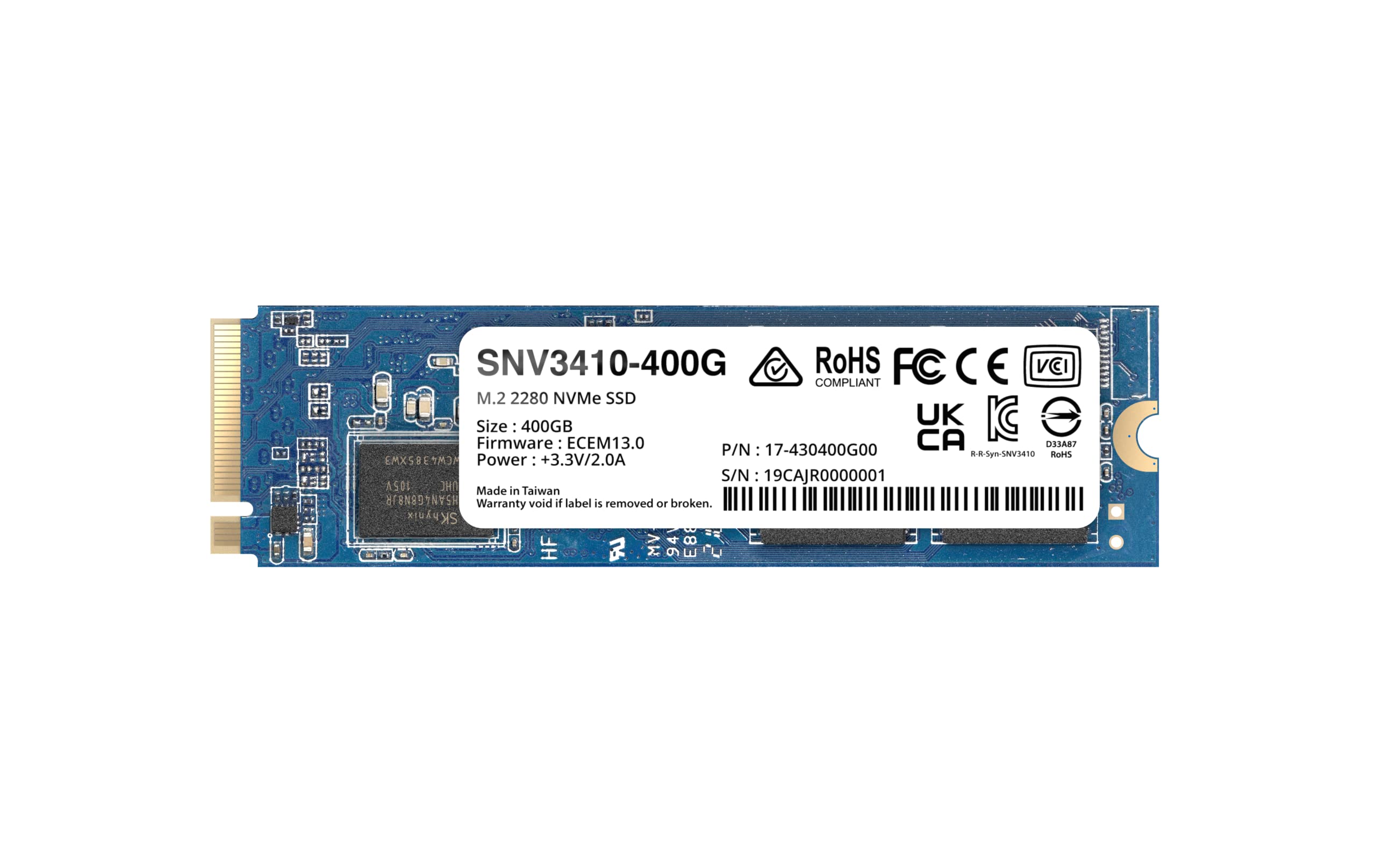 Synology Network Upgrade Module adds 1x 10GbE RJ-45 & M.2 2280 NVMe SSD SNV3410 400GB (SNV3410-400G)