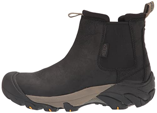 KEEN Women's Targhee 2 Pull On Mid Height Leather Chelsea Boot, Black/Brindle, 9