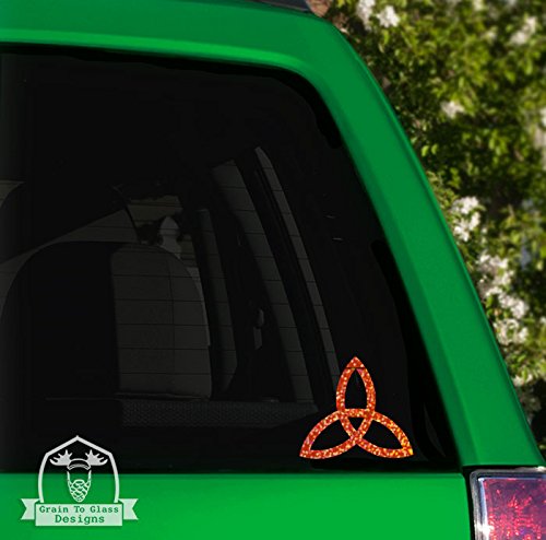 Irish Trinity Knot Vinyl Decal for Car Truck Glass Window Laptop Electronics - 10" Orange Metal Flake