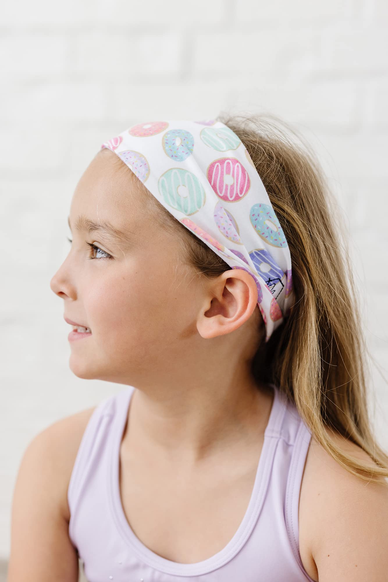 Maven Thread Kids and Teens 3" Wide No-Slip, Sweat-Wicking Headband for Exercise and Yoga, 2-Pack, Doughnuts and Sprinkles (Sugar-Kids)