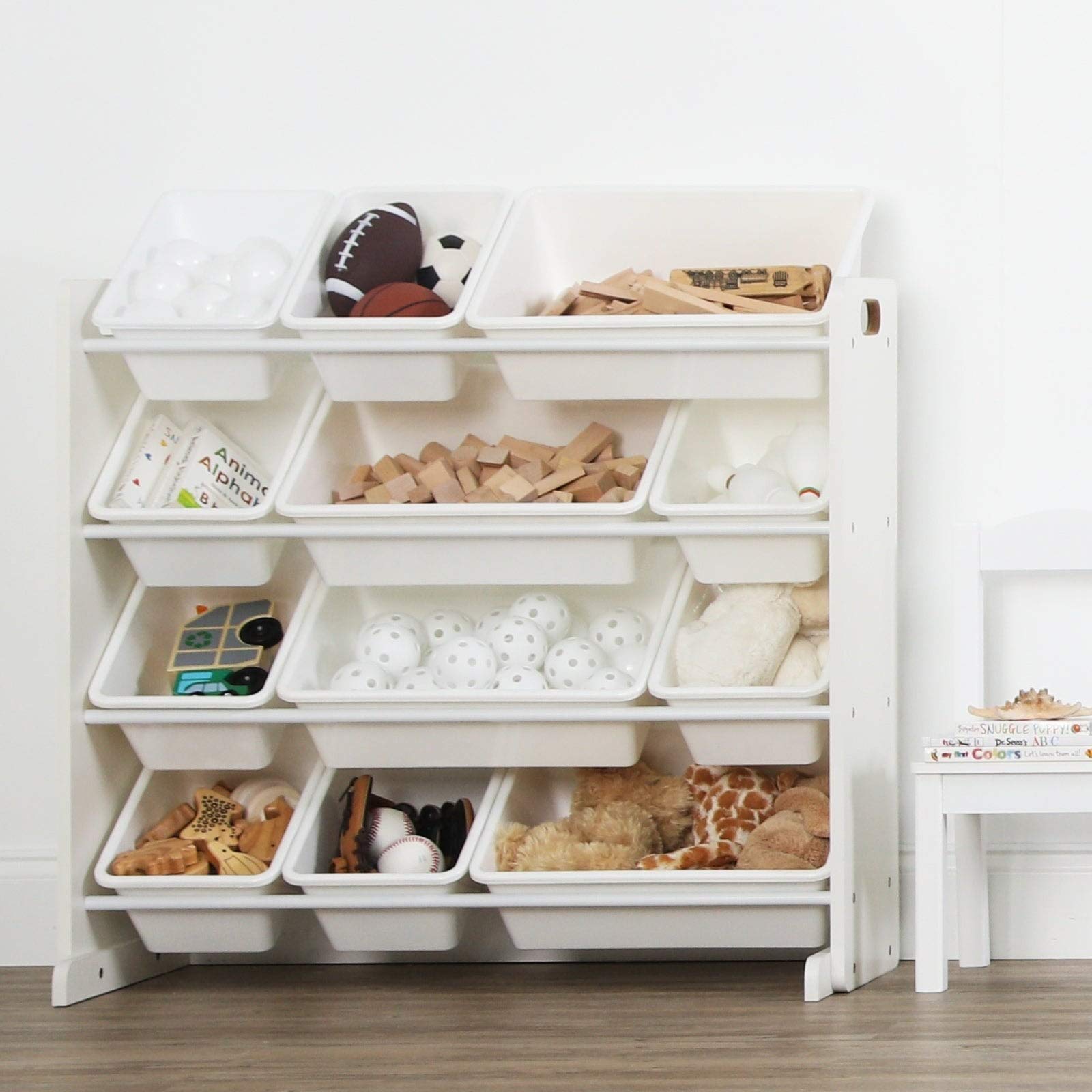 Kids Toy Storage Organizer W/ 12 Plastic Bins White/White White Includes Hardware