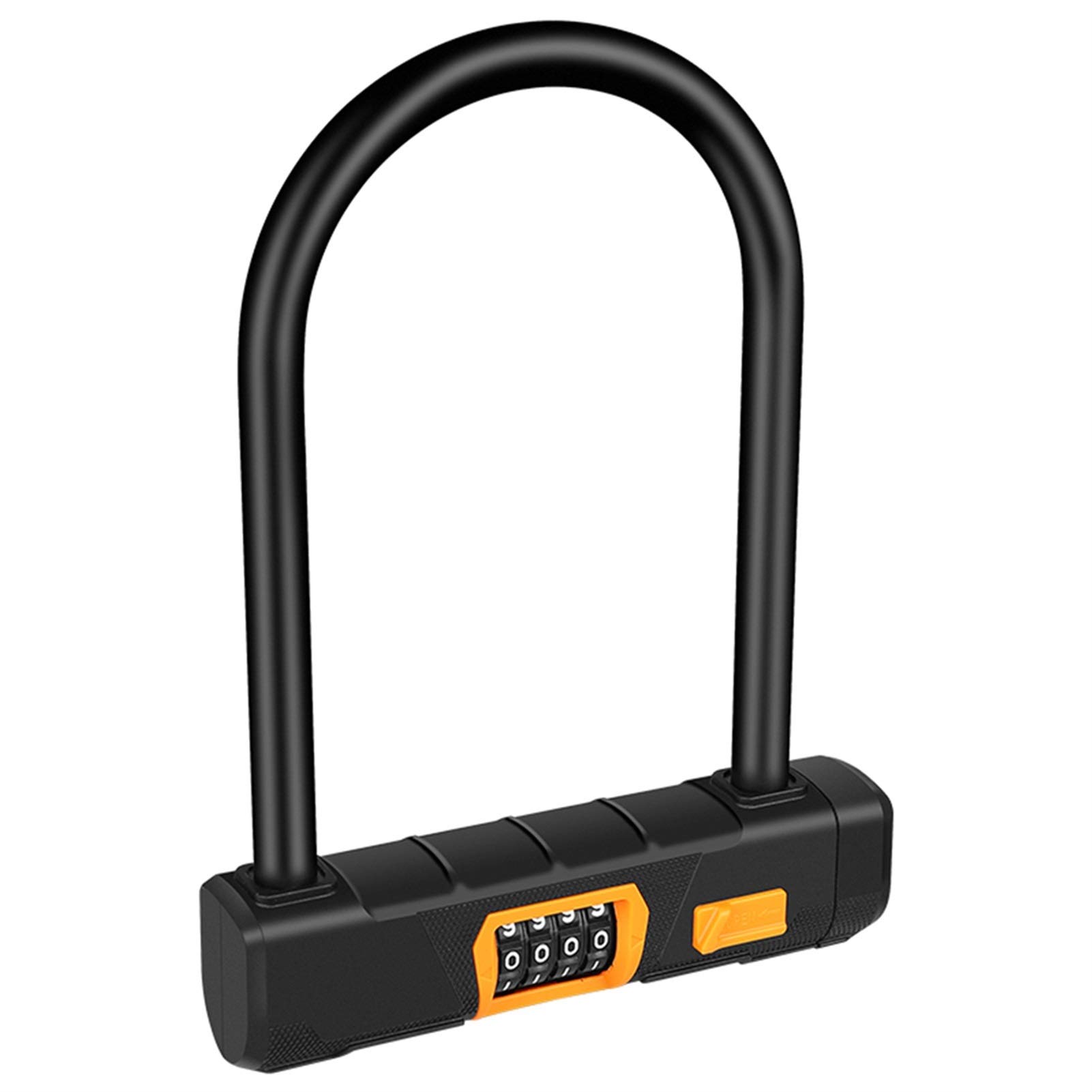 KJGHJ Bicycle Combination U-Lock 15 Mm with 1.2 Meter Steel Security Cable Password Lock Electric Car Lock Cycling Accessories U-Lock (Color : Black)