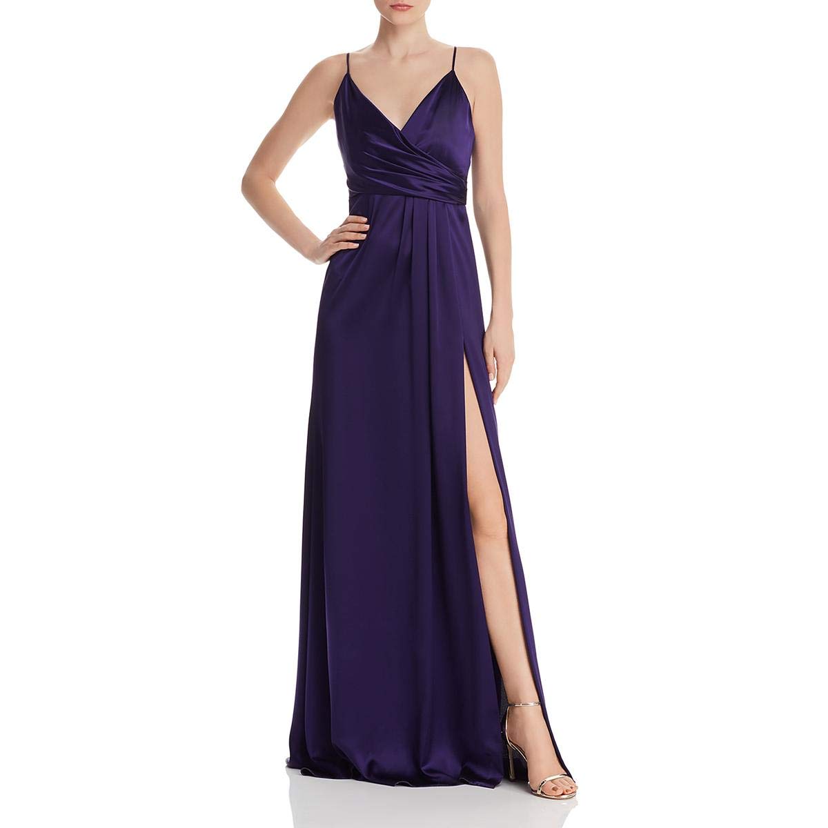 Jill Stuart Womens Purple Zippered Slit Silk Spaghetti Strap Sweetheart Neckline Full-Length Sheath Formal Dress Size 4
