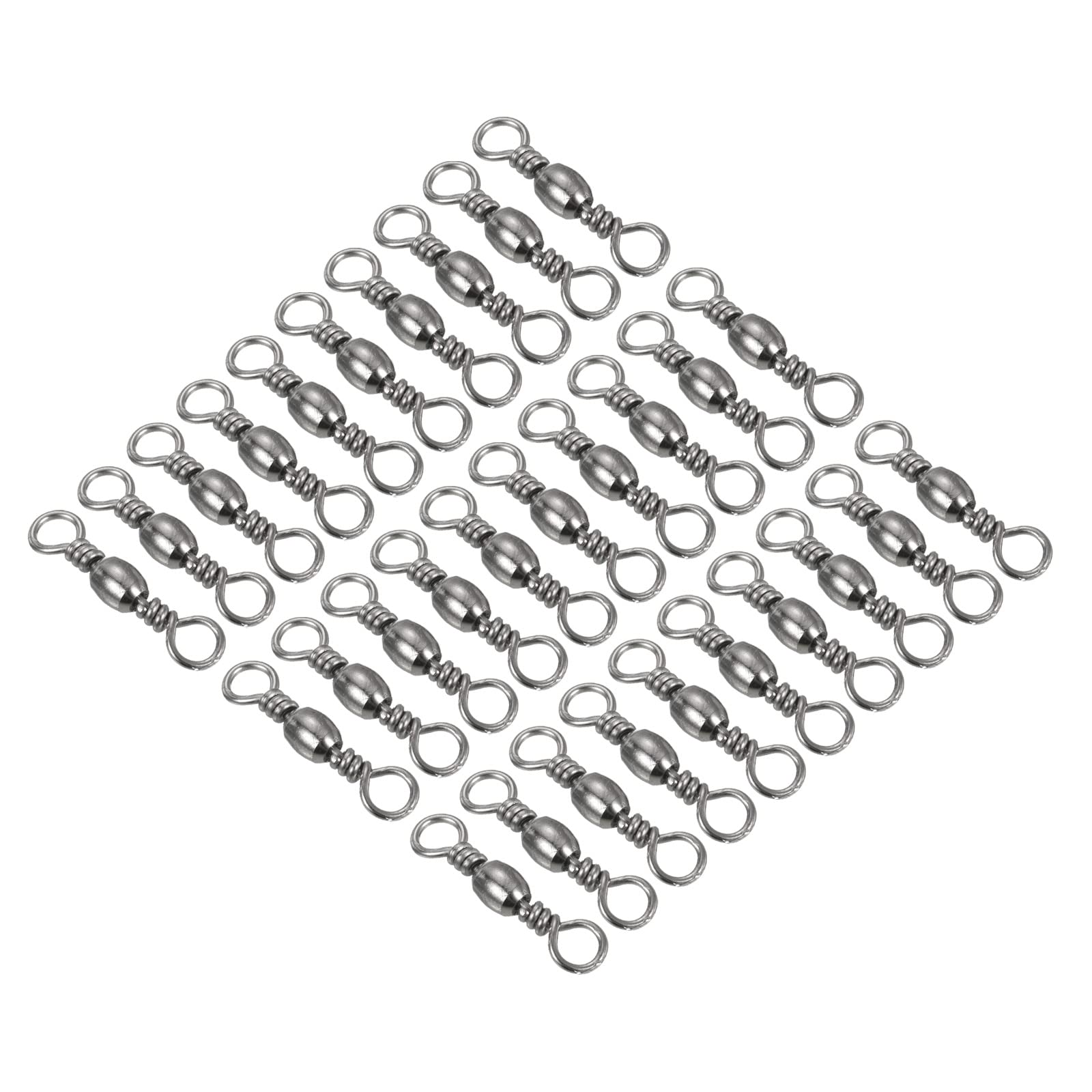 PATIKIL Fishing Barrel Swivel, 30Pcs 94lb Carbon Steel Solid Ring Terminal Tackle, Black