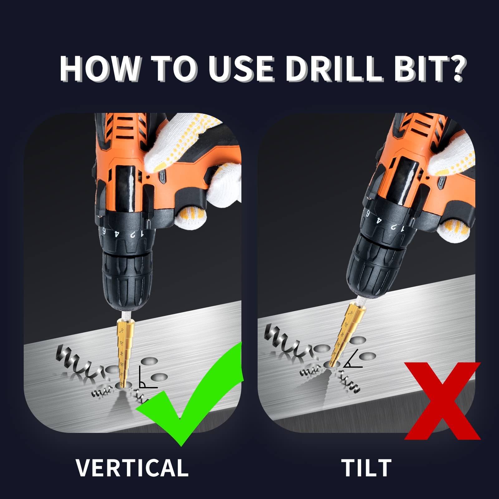 SILATU Step Drill Bit Set - 3 Pieces Titanium HSS Coated Step Drill Bit, 28 Sizes 1/4 Inch Hexagon Shank Step Drill Bit for Wood, Metal, Plastic, Multiple Hole (3-12mm, 4-12mm, 4-20 mm)
