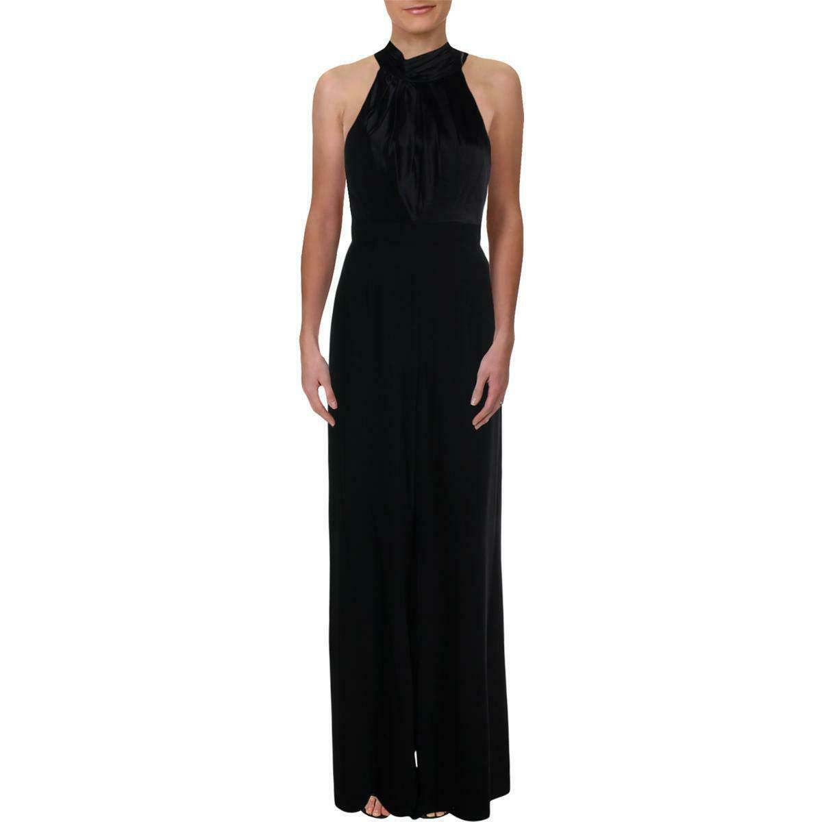 Jill Jill Stuart Women's Halter Neck Jumpsuit with Necktie, Black, 12