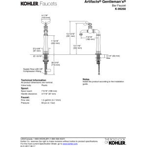 KOHLER K-99268-VS Artifacts Gentleman's Bar Sink Faucet, Vibrant Stainless, Single Handle, Prep Faucet, Secondary Faucet, Single Hole Installation, Entertainment Faucet