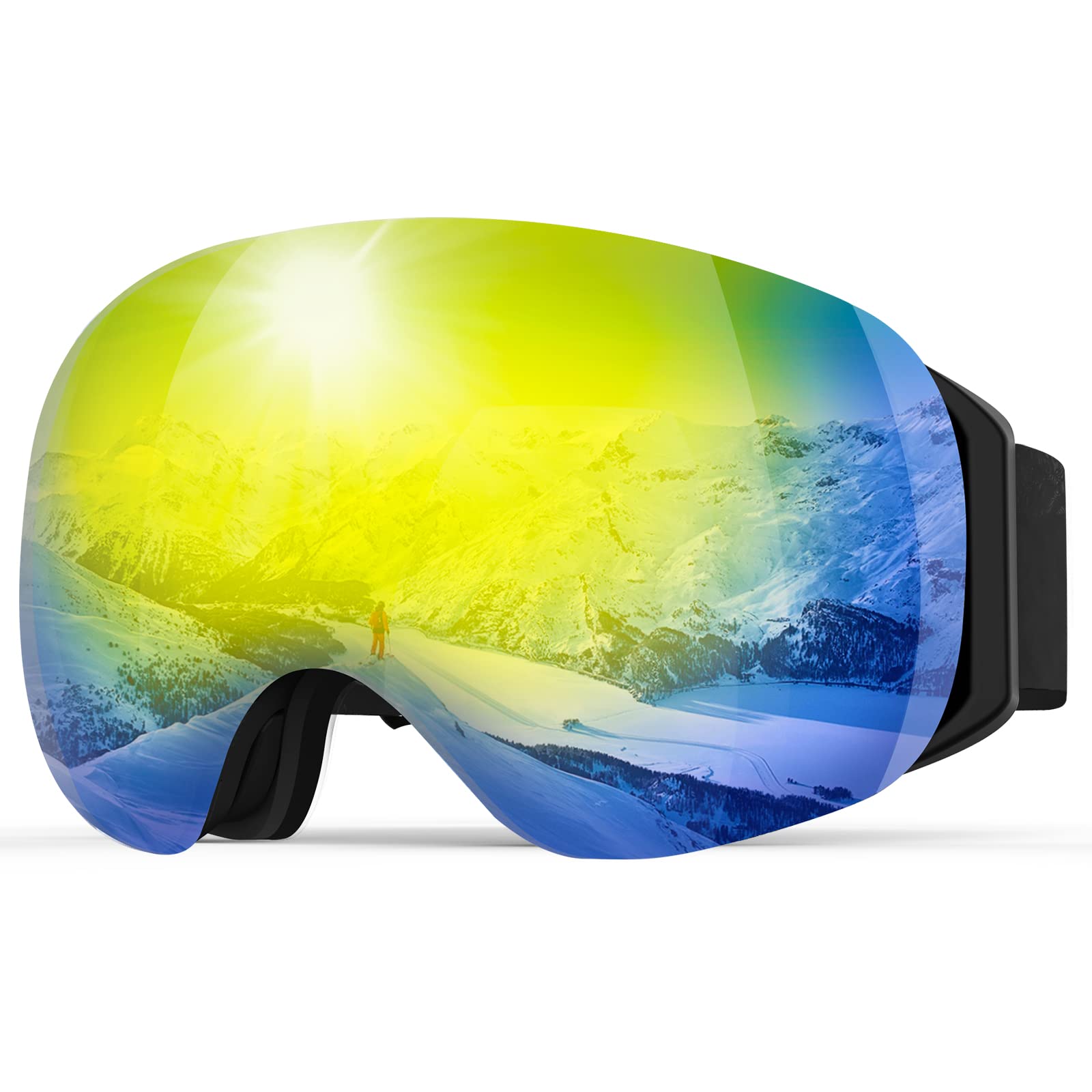 KUYOU Ski Goggles, Snowboard Goggles, Mag-Pro Magnetic Interchangeable Lenses, UV400 Protection Snow Goggles for Men & Women