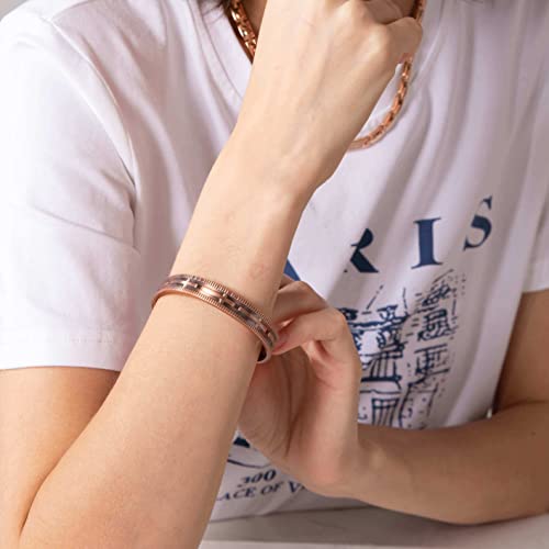 My Copper Christian Cross Design Pure Copper Magnetic Therapy Bracelet High Gauge 99.9% Solid Copper with 6 Magnets - Copper Magnetic Bracelets