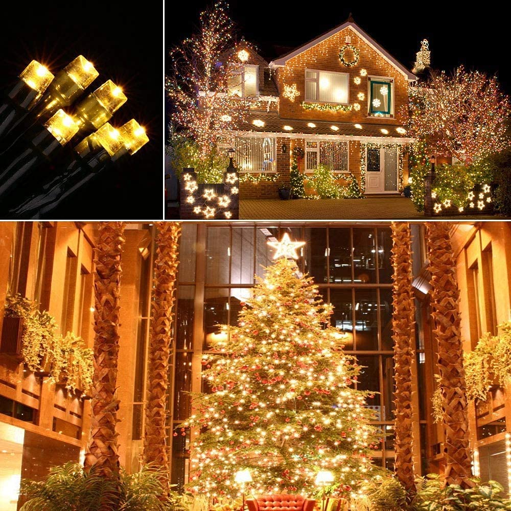 Joomer Christmas Lights Outdoor 82ft 200 LED String Lights 8 Modes Timer Indoor Outdoor Fairy Twinkle Lights for Xmas Tree Christmas Decorations(Warm White)