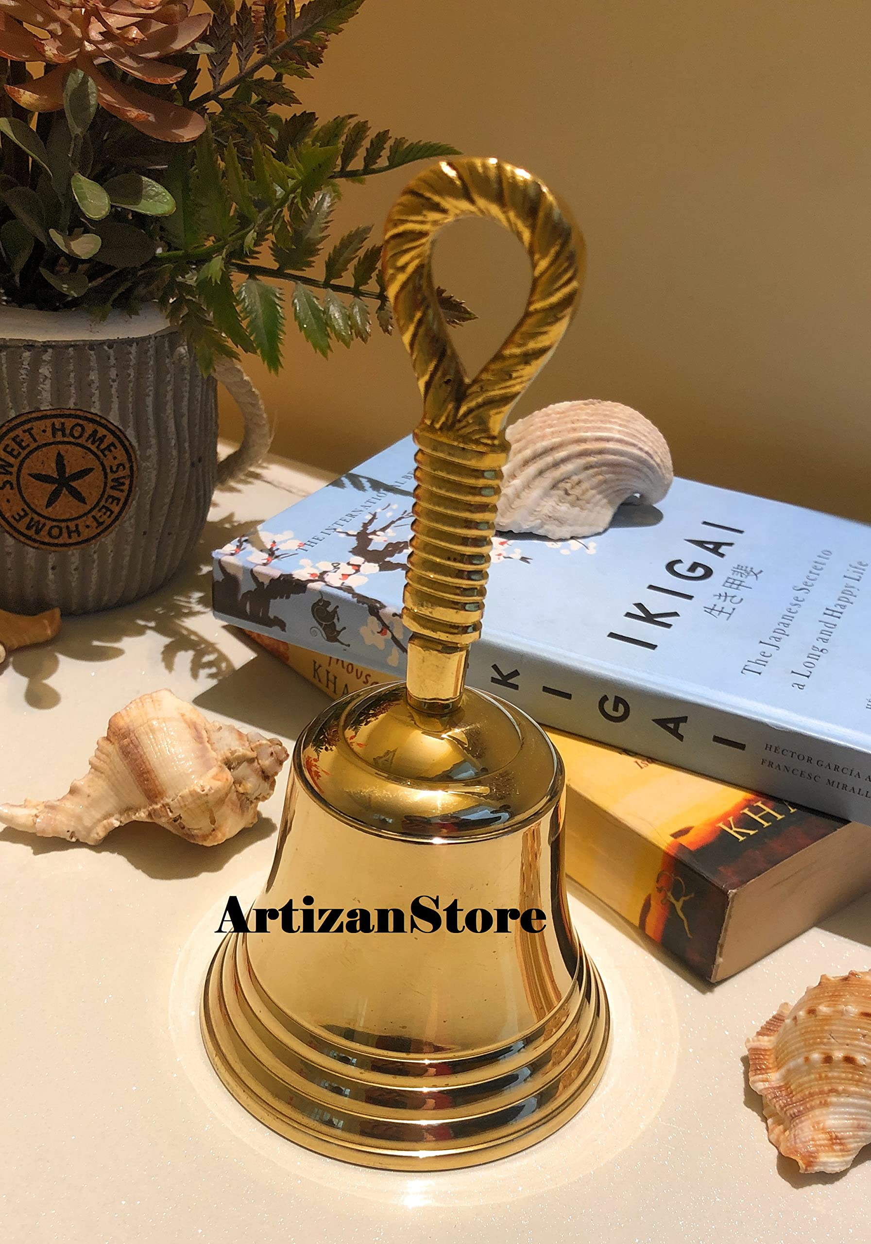 Nautical Brass Bell Handle 3.5 "-Nautical Brass Bells, 3" Nautical Bell Decoration Alarm, Ringing, Bell