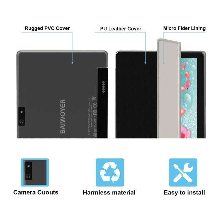 Tablet Case for 10.1 inch, Full Protective Tablet Case, Anti-Slip Anti-Collision Leather Case, Compatible with BAIWOYER 10.1 Inch Tablet K118, Ultra Thin Lightweight