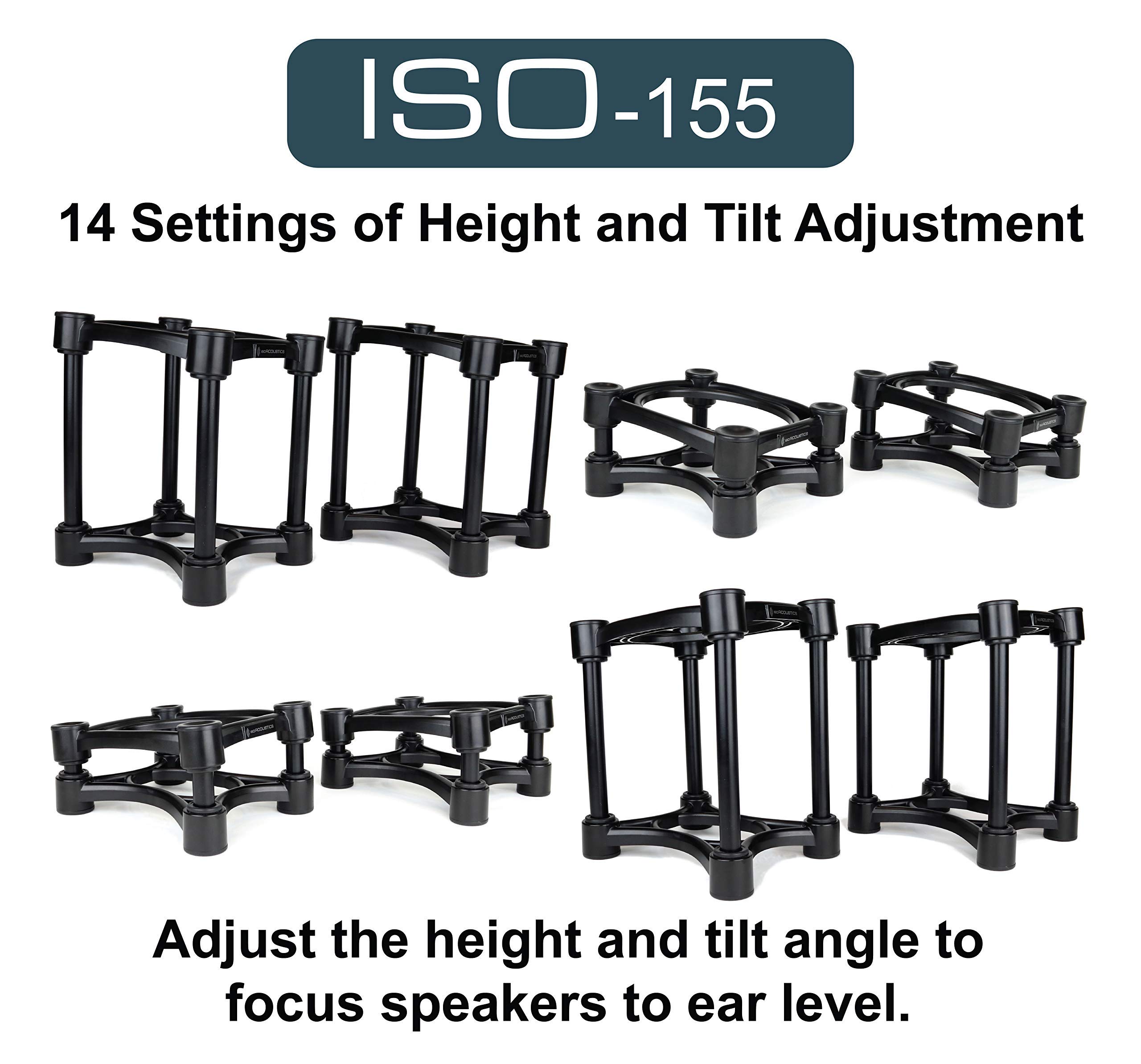 IsoAcoustics Iso-Stand Series Speaker Isolation Stands with Height & Tilt Adjustment: Iso-155 (6.1β x 7.5β) Pair