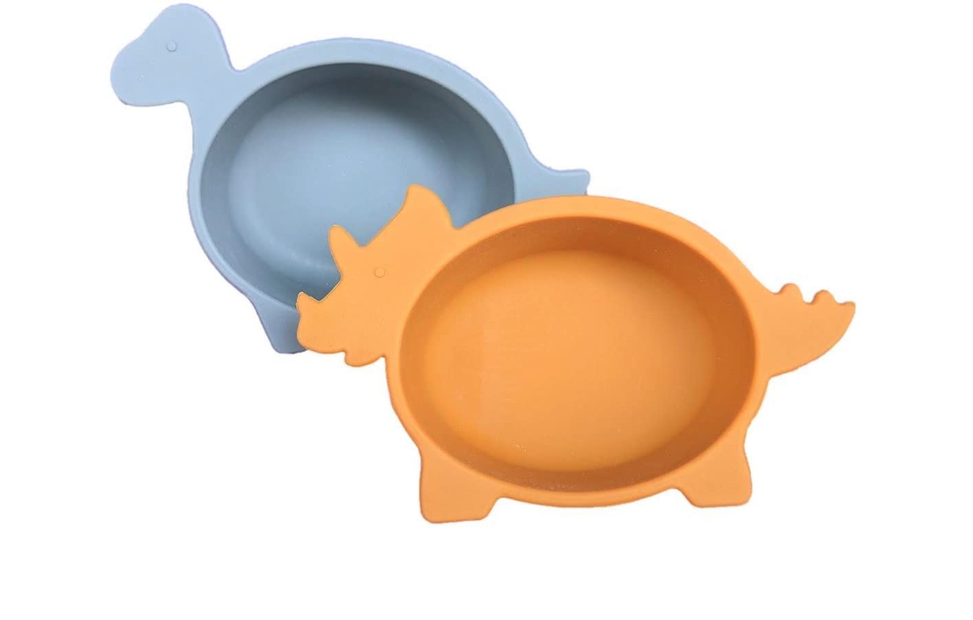 silicone baby/toddler dinosaur bowls, shatter proof, fun dino shape two pack