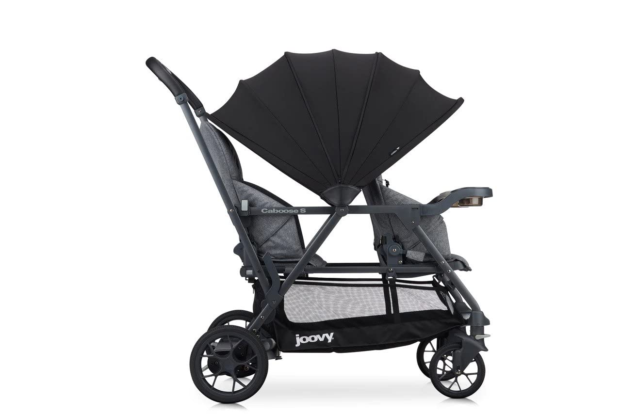 Joovy Caboose S Too Double Stroller, Stand on Tandem, Premium Sit and Stand, Black Melange