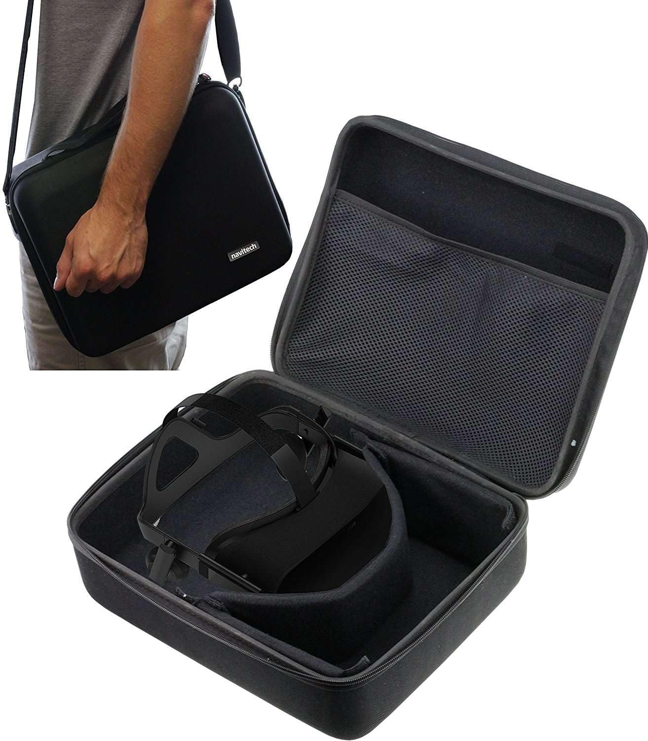Navitech Black Heavy Duty Rugged Hard Case With Shoulder Strap Compatible With TechRise 3D VR Headset [video game]