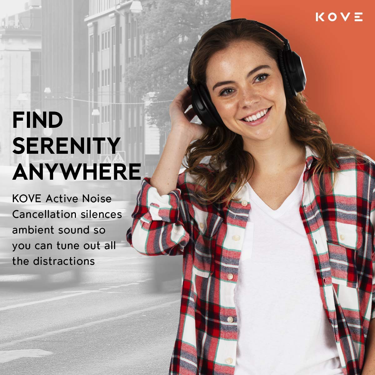 Kove NCH Noise Cancelling Bluetooth Headphones - Active Noise Cancellation, Built-In Microphone, Wireless and Rechargeable - Over Ear Buds For Work, Travel Gaming And Workouts
