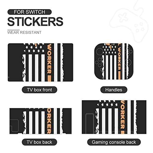 Postal Worker Flag Decal Stickers Cover Set Full Wrap Skin for Switch Protection Faceplate Sticker for Switch