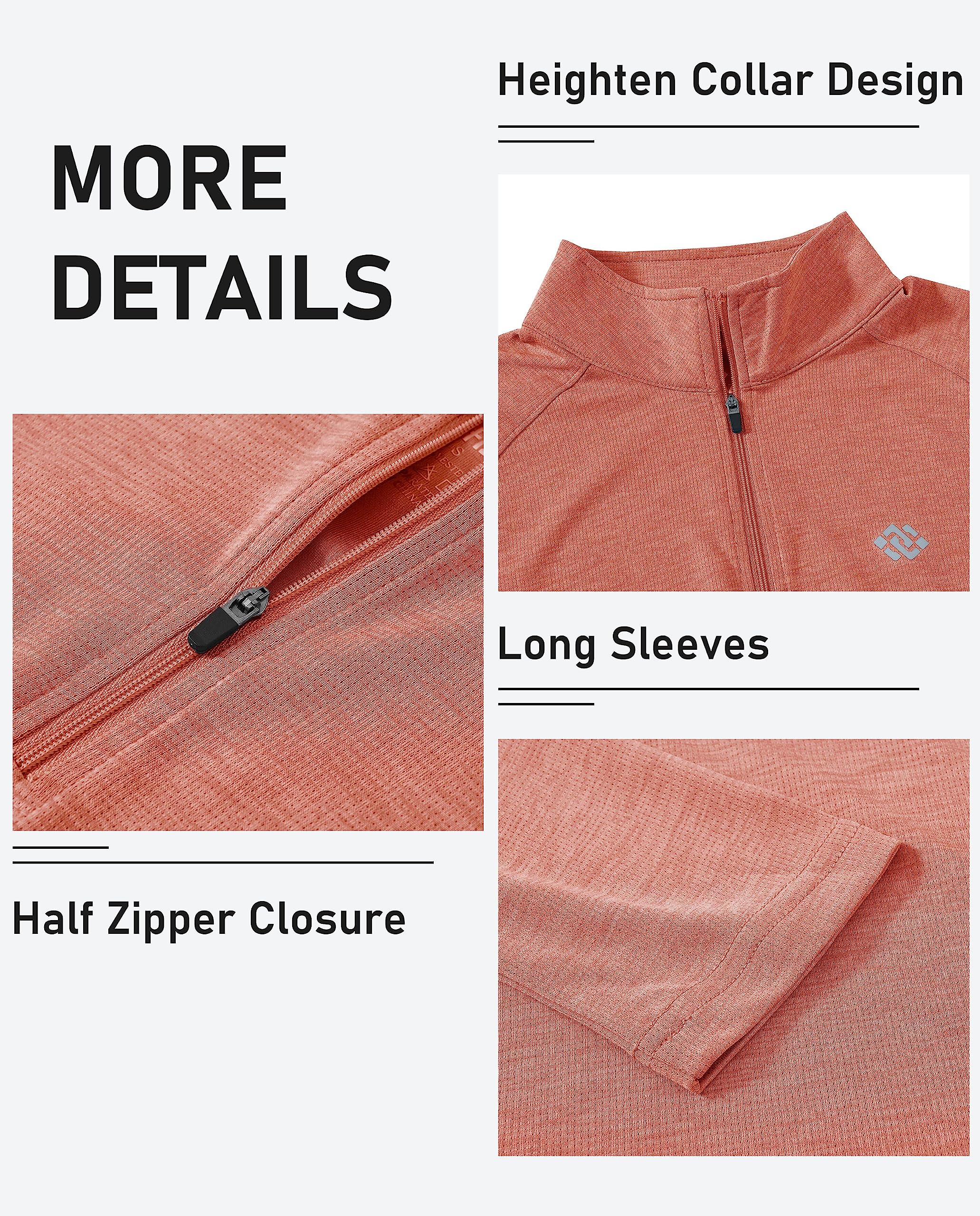 MoFiz Women's Golf Shirt Long Sleeve Athletic Quarter Zip Pullover Hiking Outdoor Running Workout Tops Rose Red XL