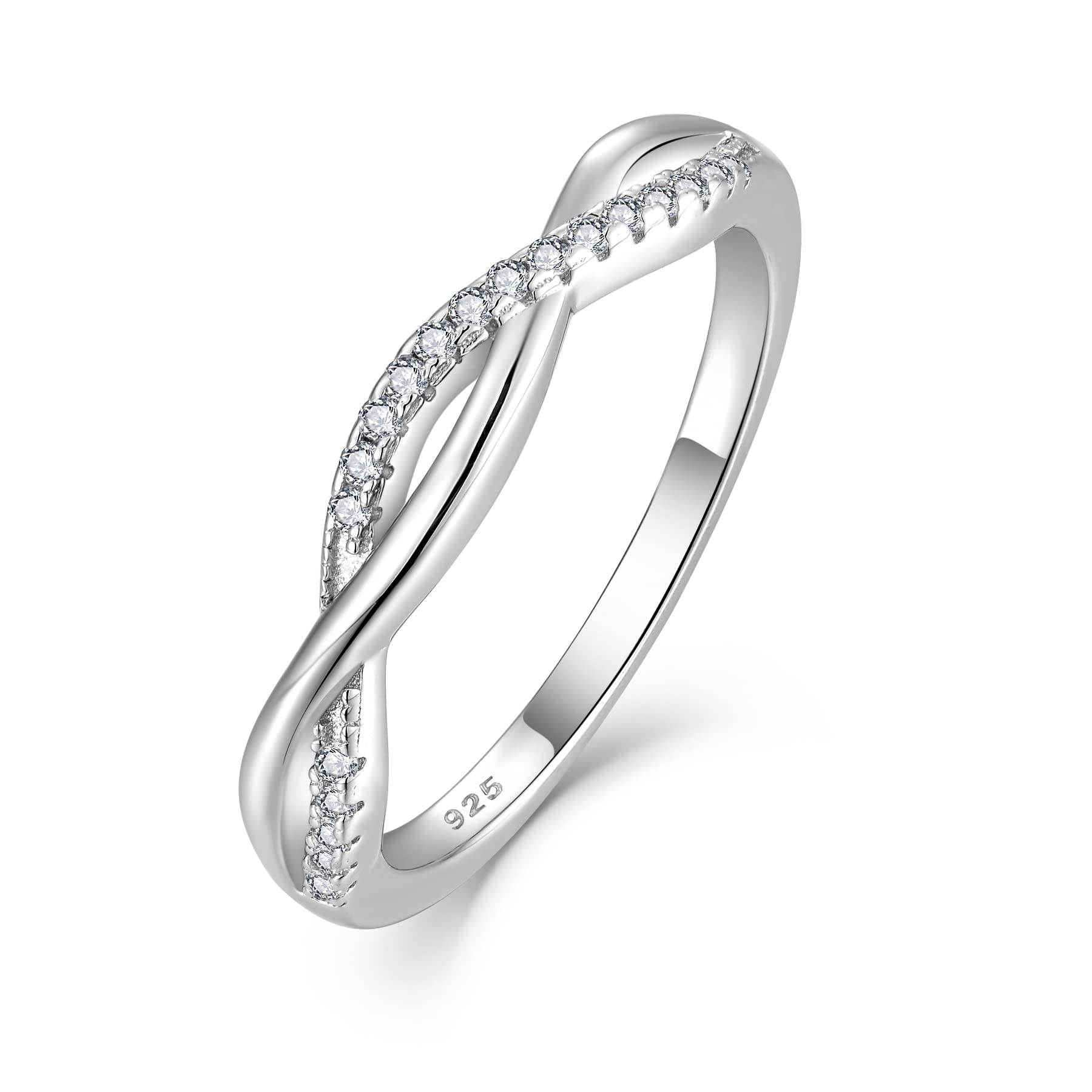 PAZEEN Infinity Ring 925 Sterling Silver Cross Cubic Zirconia Ring for Women Anniversary Statement Wedding Band Promise Ring for Her size5