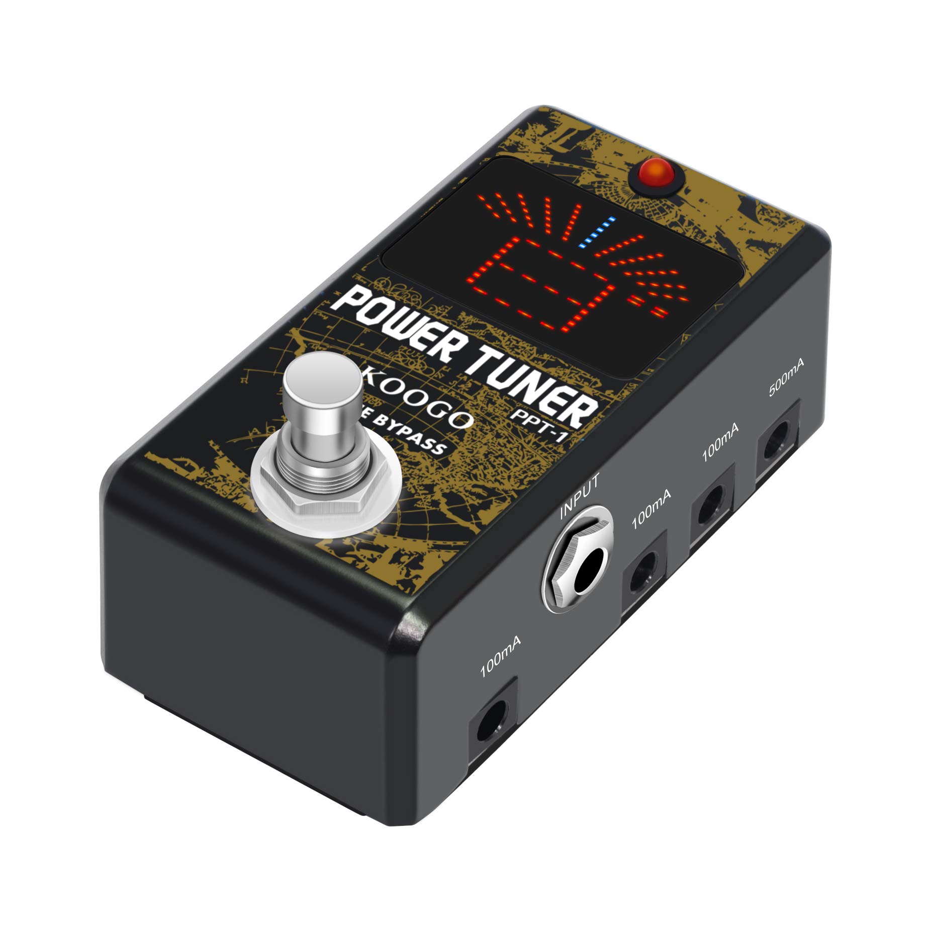 Koogo Guitar Tuner Pedal Power Supply High Precision Chromatic Tuning with 8 Ways 9V DC Power Output