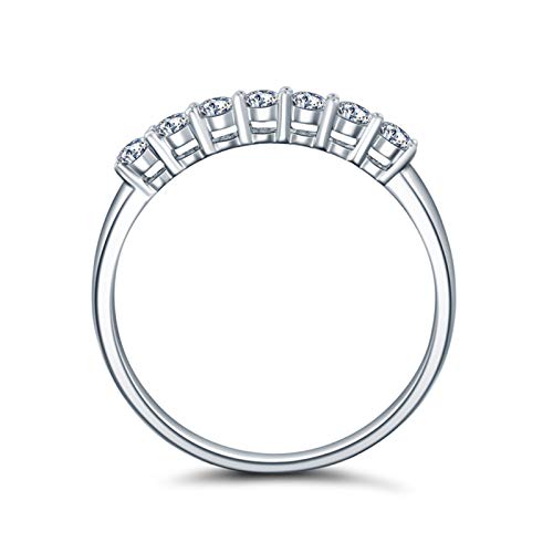 KnBoB Wedding Engagement Rings for Women,18K White Gold Row Drill 0.28ct Diamond Size 6.5