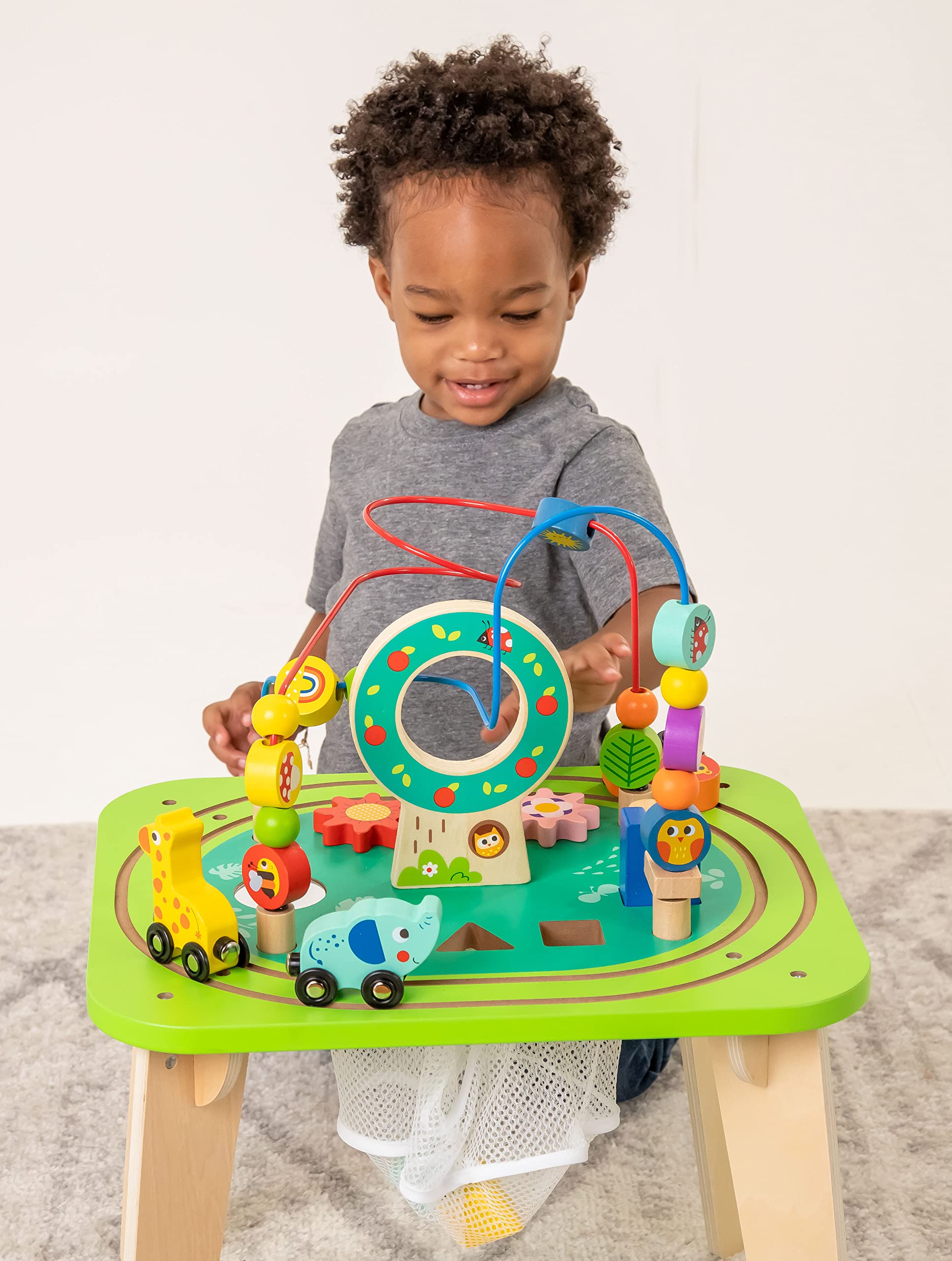 Pidoko Kids Activity Table for Toddlers - Gift Set Bundle for Boys & Girls 18 months and up - includes Stacking Cups and a Zoo Book