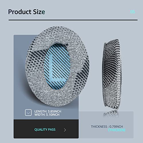 Wzsipod Cooling-Gel QuietComfort 35 / QC 35ii Replacement Ear Pads for Bose Headphones, Compatible with Bose QC45 QC35 QC25 QC2 QC15/ Around-Ear 2 AE2i AE2w/ SoundTrue & SoundLink Series (Grey Fabric)