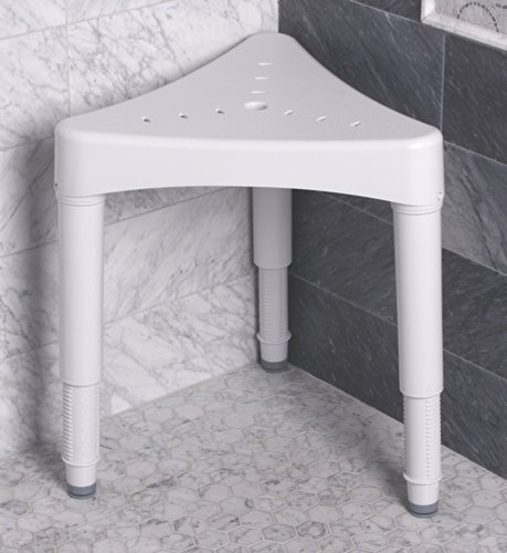 SP Ableware Corner Shower Seat with Adjustable Legs - White (727160000)