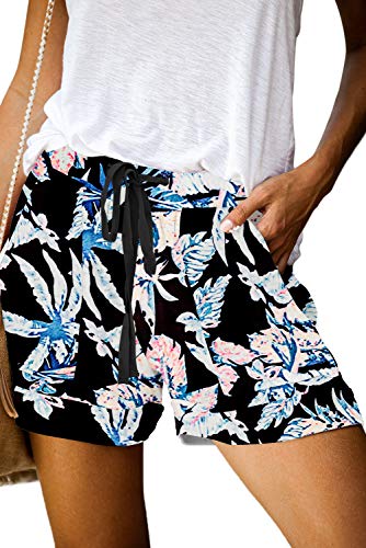 KISSMODA Women's Workout Shorts Athletic Sports Running Shorts with Pocket Floral Print