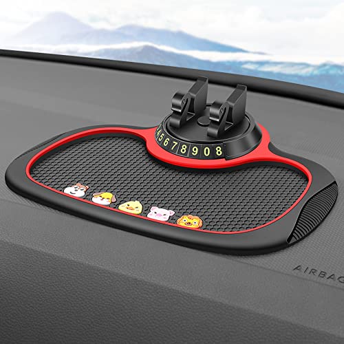 KRAOIKK Multifunction Car Anti-Slip Mat Auto Phone Holder, Dashboard Phone Mount for Car, Portable Cell Phone & Mp3 Player Speakers & Audio Docks, Phone Sticky Grip Phone Mount for Car (Red)