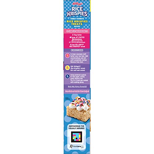 Kellogg's Rice Krispies Cold Breakfast Cereal, 8 Vitamins and Minerals, Rice Krispies Treats, Large Size, Original, 12Oz Box (1 Box)