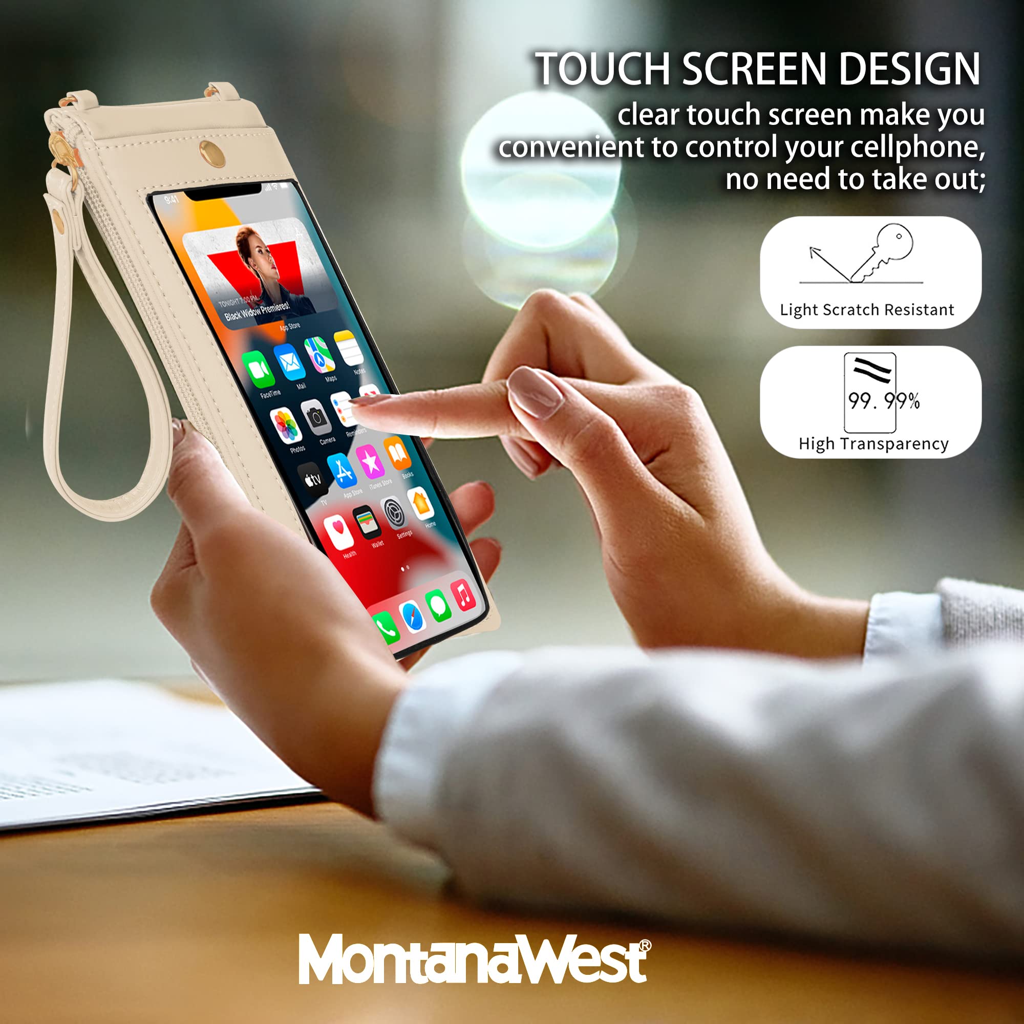 Montana West Cell Phone Purses Translucent Phone Bag Wristlet Clutch Wallets for Women Rainproof Phone Pouch MWC-139BG