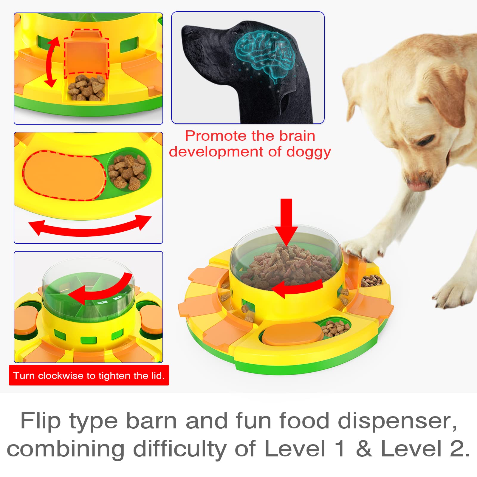 KADTC Dog Puzzle Toy Dogs Brain Stimulation Mentally Stimulating Toys Beginner Puppy Treat Food Feeder Dispenser Advanced Level 2 in 1 Interactive Games for Small/Medium/Large Aggressive Chewer Gift