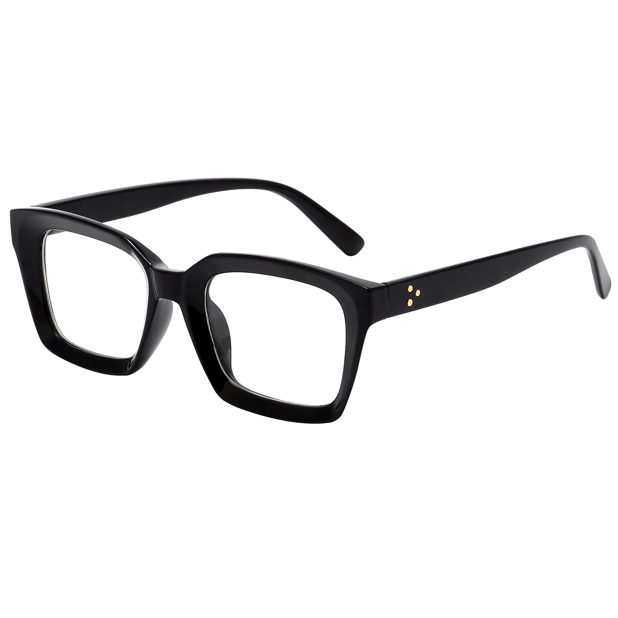 Kursan Classic Non Prescription Clear Lens Glasses for Women Men Thick Square Frame Eyeglasses (Bright Black)