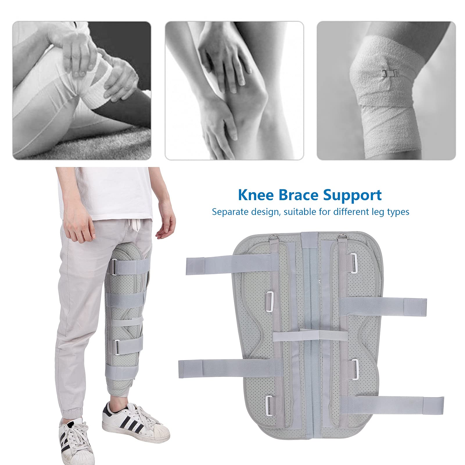 Knee Brace, Knee Immobilizer Brace with Shoulder Adjustable Sling Knee Splint Support for Knee Injury Surgery