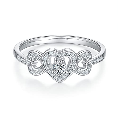 MINDDHA 925 Sterling Silver Promise Rings β Real Sterling Silver Infinity Rings with a CZ Simulated Diamond, Stackable Engagement Bands, Gold Plated Options, Wedding Ring for Women and Men, Sizes 4-12