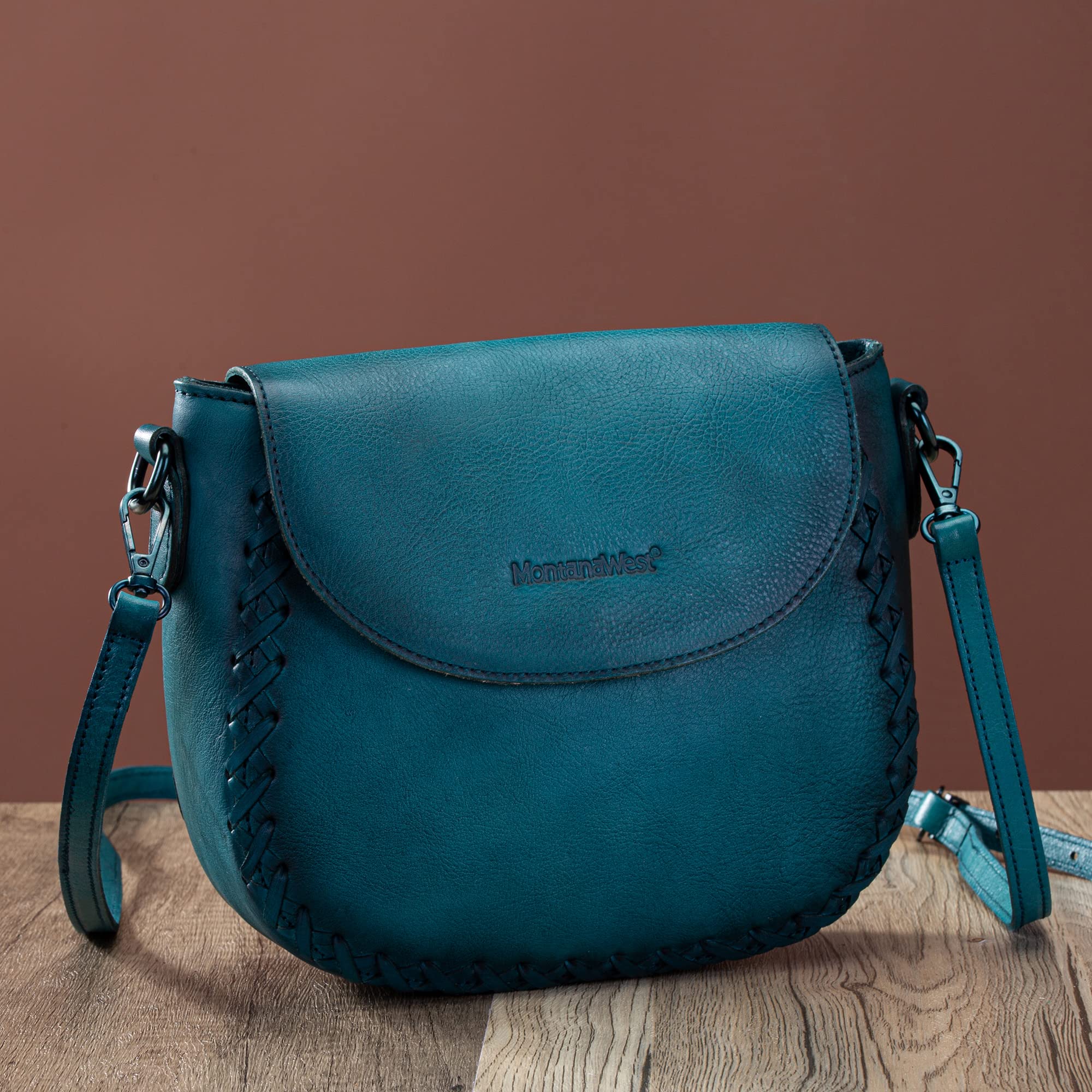 Montana West Genuine Leather Crossbody Bag for Women Mini Tooled Collection Cellphone Purses Shoulder Bag MWG03-9065TQ