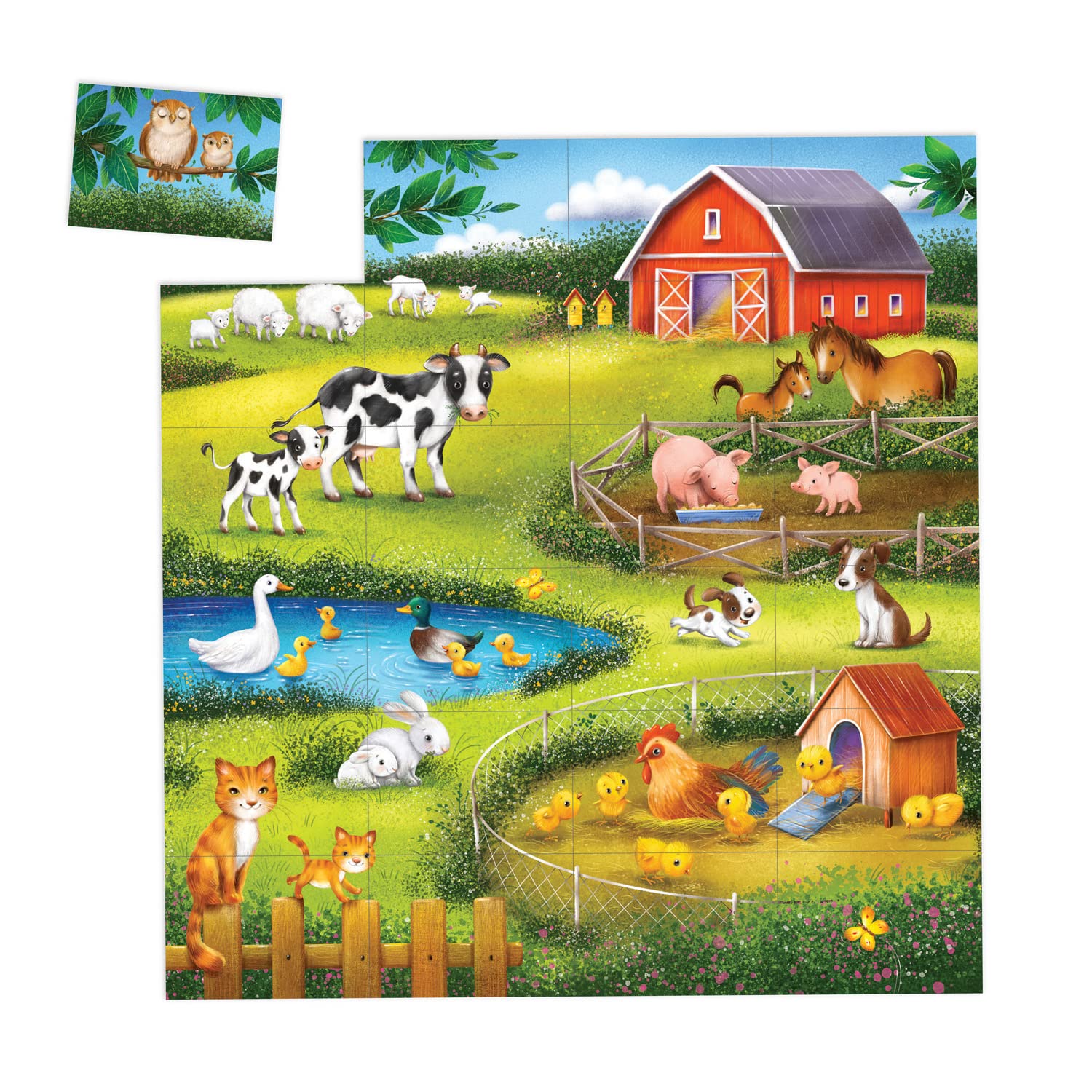 Peaceable Kingdom Floor Puzzle and Matching Game 2 in 1 Educational Activity for Kids 2 Years and Up - Farm Animals