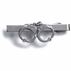 HWC POLICE SECURITY GUARD OFFICER PRIVATE INVESTIGATOR DETECTIVE HANDCUFF UNIFORM TIE CLIP NICKEL / SILVER FINISH, GREAT DEAL !
