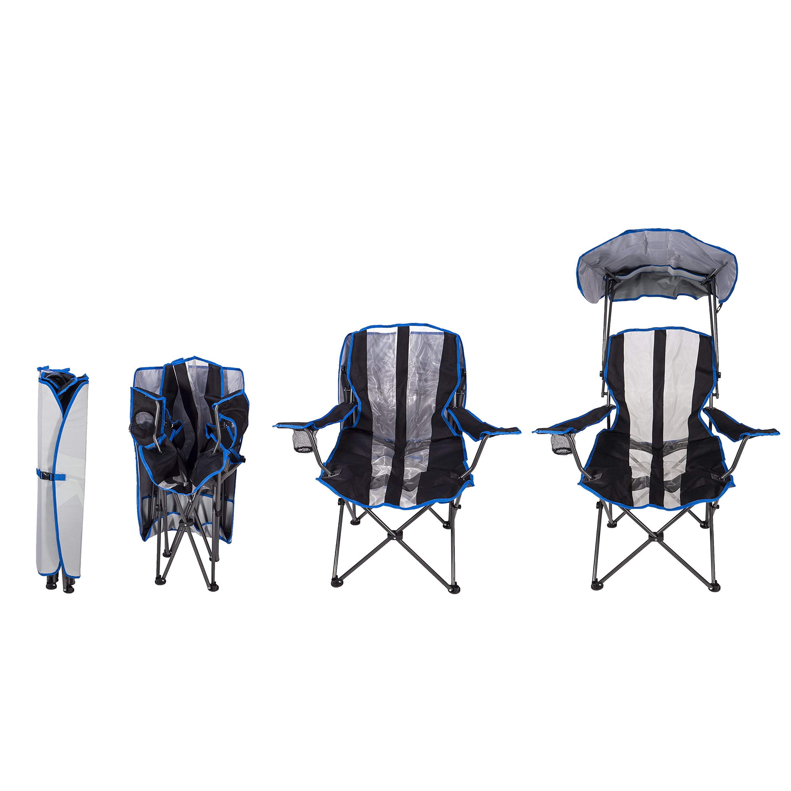 Kelsyus Original Canopy Chair - Foldable Chair for Camping, Tailgates, and Outdoor Events - Navy Stripe, 37"" x 24"" x 58"""