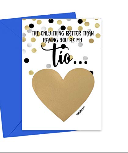 Spanish Will You Be My Godfather Scratch Off Card, Card for Uncle Tio, Padrino Proposal Card for Uncle from Niece Nephew (Tio Godfather)