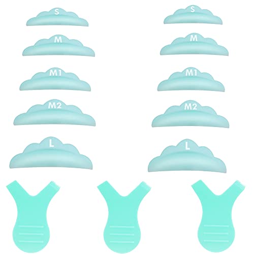 Lash Lift Pads,DIY Eyelash Lift Pads,Eyealsh Perm Rods, Lash Lifting at Home 10 Pcs Sky Blue Pads 5 Size SMM1M2L Reusable Soft Silicone Shields