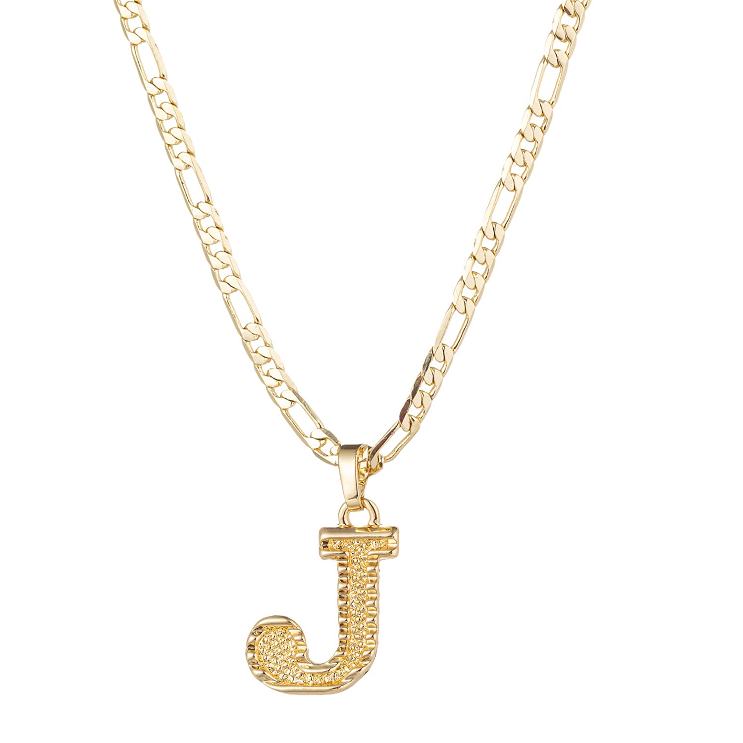 kelistom Initial Necklace for Women Men, Gothic 14K Gold Plated 26 Letters Pendant Necklace, Figaro Paperclip Chain with Extension