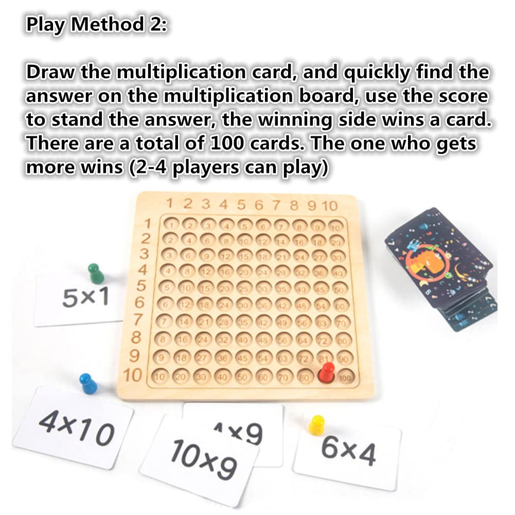 Multiplication Board Game Montessori Counting Toy Educational Math Table Board Game for Toddlers Kids Over 5 Years Old (Multiplication Board)β¦