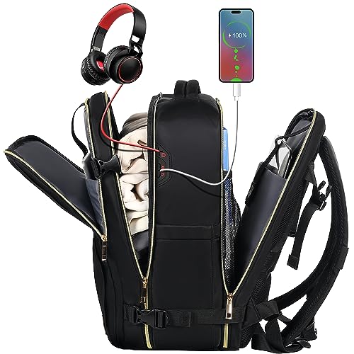 Travel Backpacks for Women Carry On, TSA Friendly Flight Approved Backpack for Traveling On airplane Water-resistant Personal Item Bag with Laptop Compartment Fits 15.6 Laptop Casual Daypack for Work