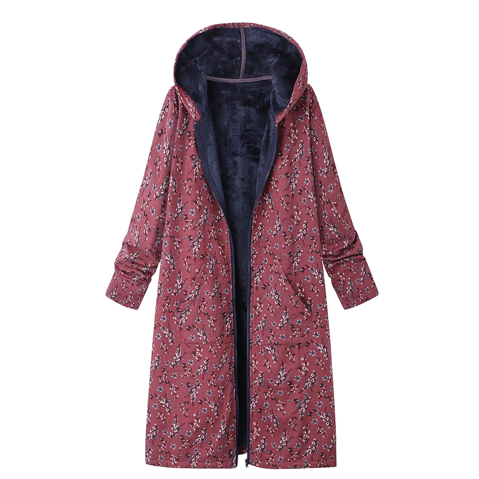 MOKINGTOP womens rain jacket,fleece jacket Winter Fleece Sweatshirt Zip Up Thick Sherpa Lined anorak courderoy women's jacket maroon sweaters for women